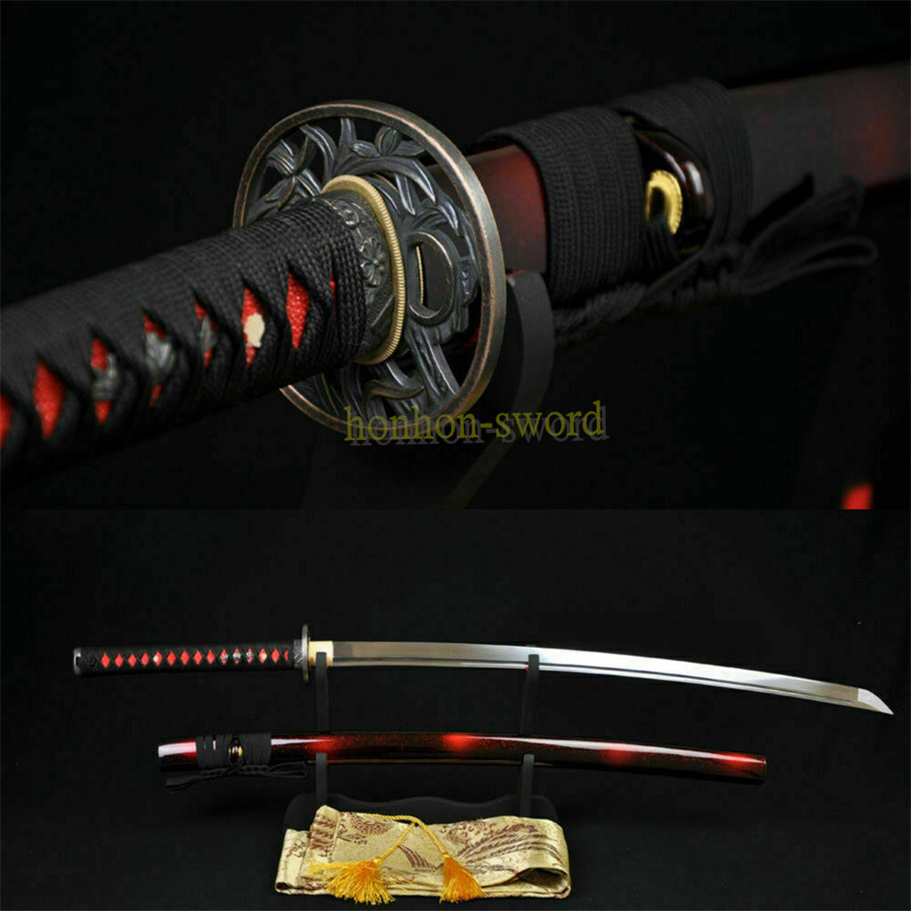 Functional 1095 High Carbon Steel Katana Japanese Samurai Sword Full T ...