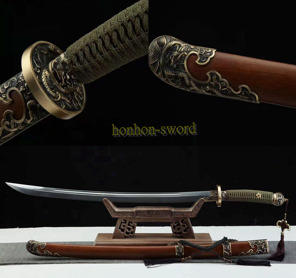 Damascus Folded Steel Qing Dao 雁翎刀 Traditional Chinese Dao Sword Full ...